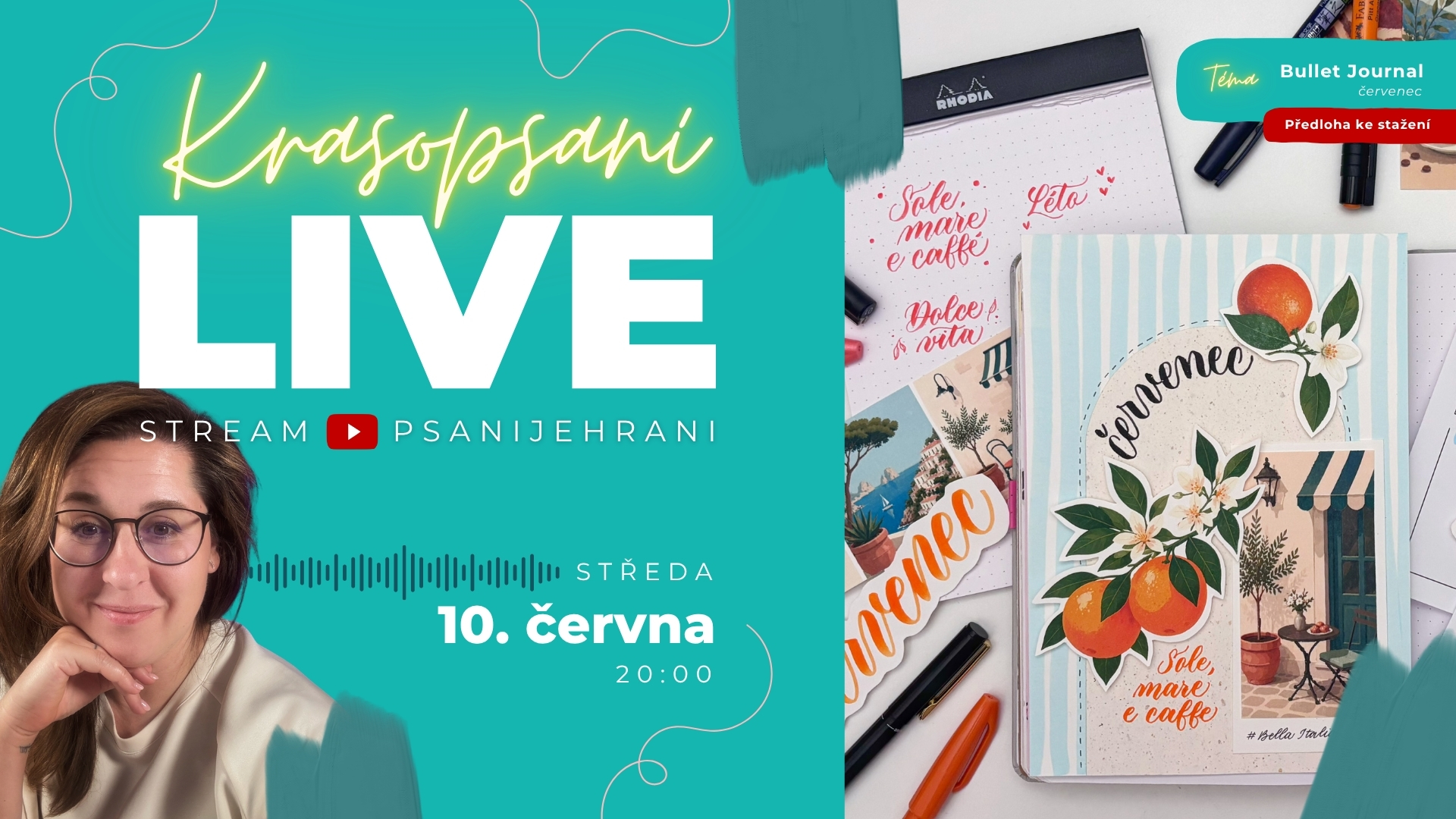 🍊 Červencový Bullet Journal ve stylu italského léta + předlohy ke ...